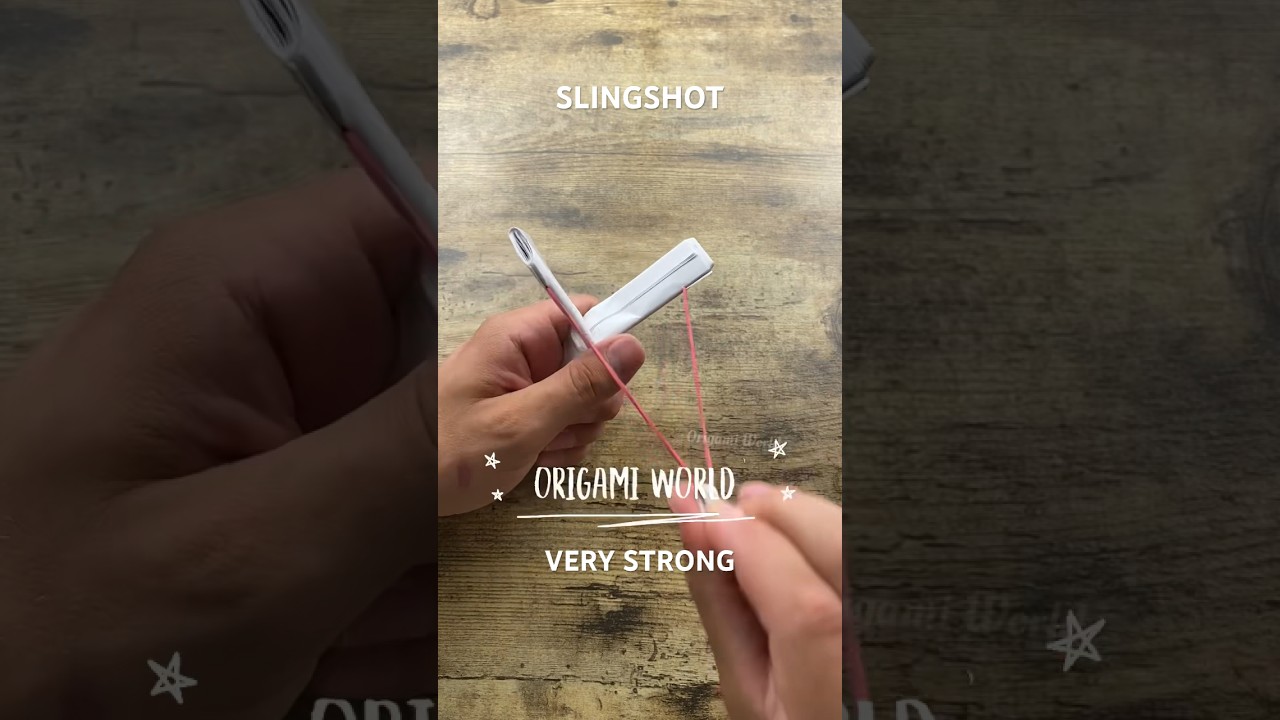 SLINGSHOT PAPER ORIGAMI WORLD CRAFT TUTORIAL | HOW TO MAKE SLINGSHOT WEAPON CRAFT INSTRUCTIONS
