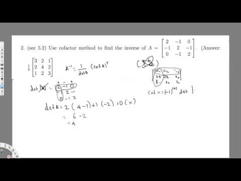 Use cofactor method to find the inverse of A