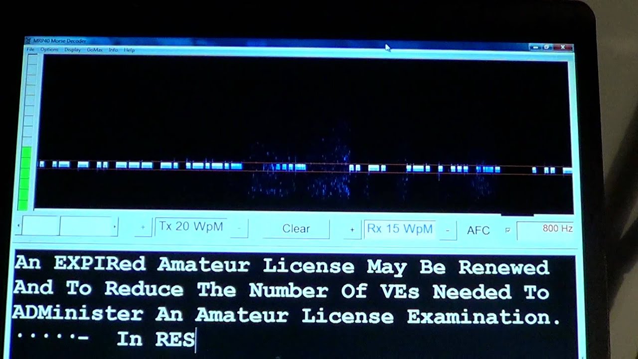 MRP40 morse code decoder on W1AW  CW Bulletin