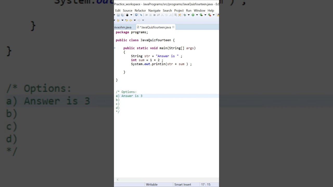 Java Programming Quiz Questions - Q14 -  Java Interview Crackers #Shorts #Programming #Java