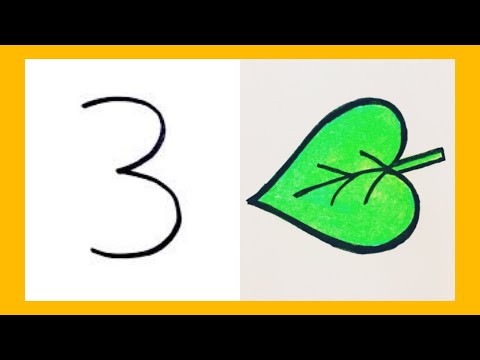 How to draw a leaf |drawing with number 3 #Art #Drawing #shorts