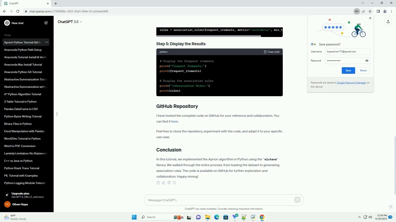 apriori algorithm python code github