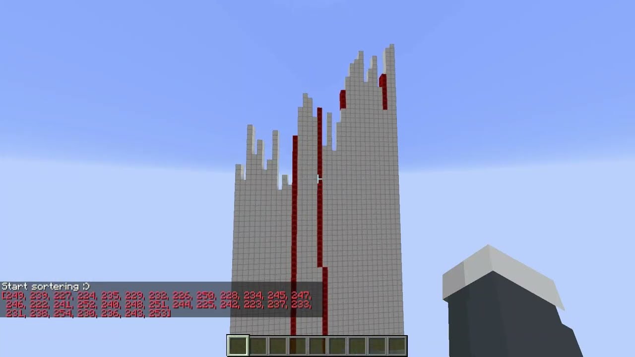 Quicksort visualized with Minecraft (Bukkit/Spigot)
