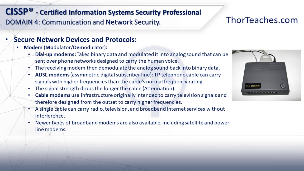 CISSP Domain 4: Modems - ThorTeaches CISSP, CISM, and PMP training