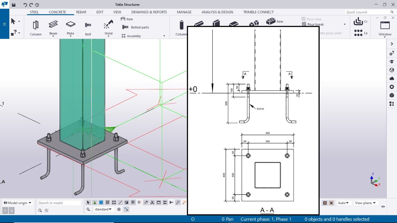 Tekla 2021 Tutorial 10 | Create Baseplate with Example
