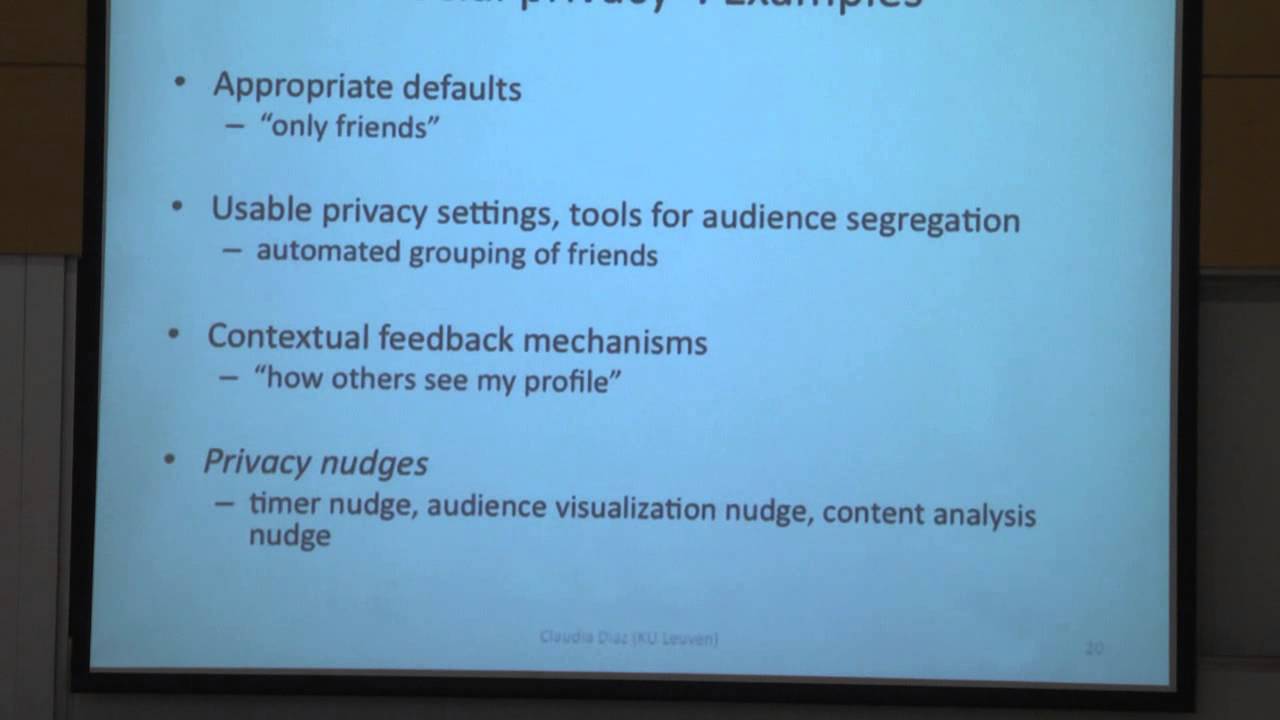 Introduction to Privacy Technologies - Claudia Diaz Technion Lecture