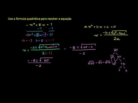 Exemplo resolvido: fórmula de Bhaskara (exemplo 2) (vídeo) | Khan Academy