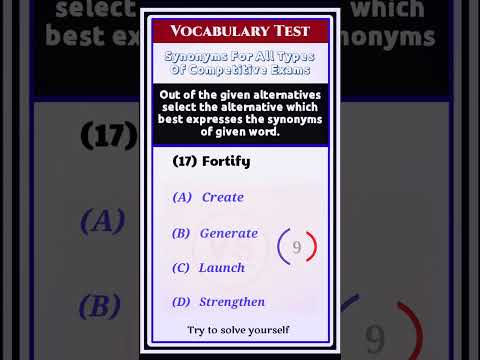 Vocabulary Test Q17 || Which given alternatives express synonyms of word "Fortify" || @vocabstock786