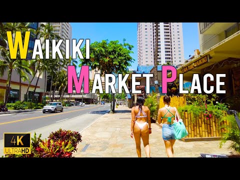 [4K] HAWAII - Waikiki's famous market place - Kuhio Avenue | Walking Tour | Treadmill Exercise