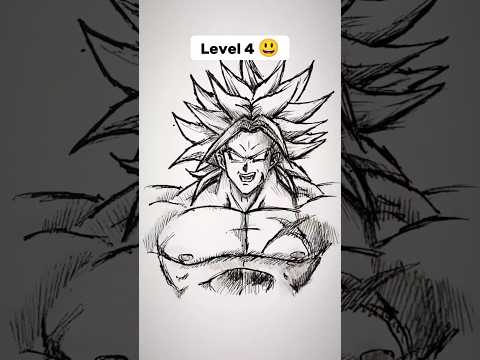 How to Draw Broly in different levels 😳 #shorts #anime #drawing