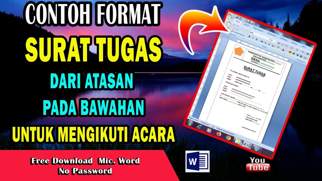 CONTOH SURAT TUGAS UNTUK MENGIKUTI KEGIATAN RESMI