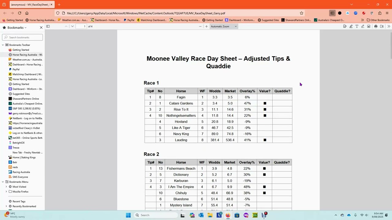 RACING AI MOONEE VALLEY