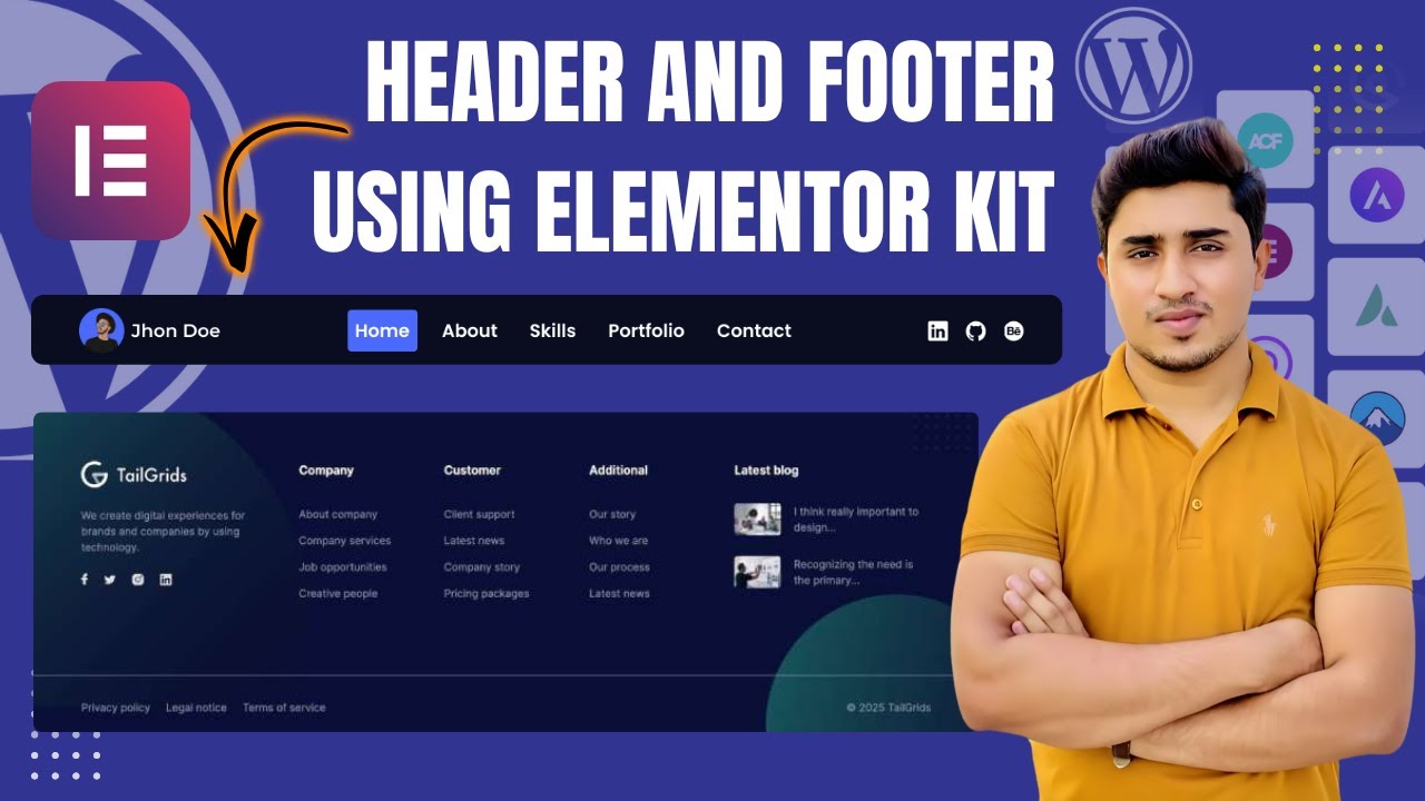 How to Create Header & Footer in WordPress Using Elementor Kit | Full Export & Import Guide 2025