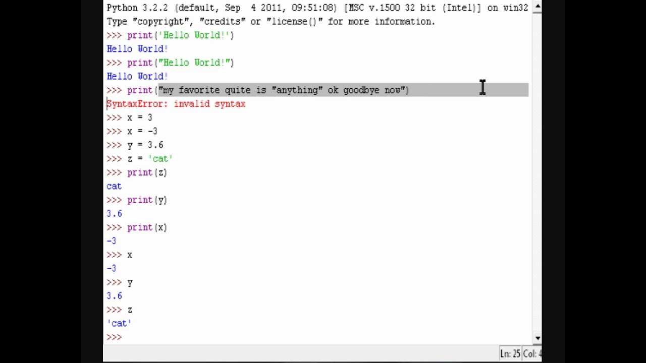 Python Tutorial 3 - Print Function and More Variables
