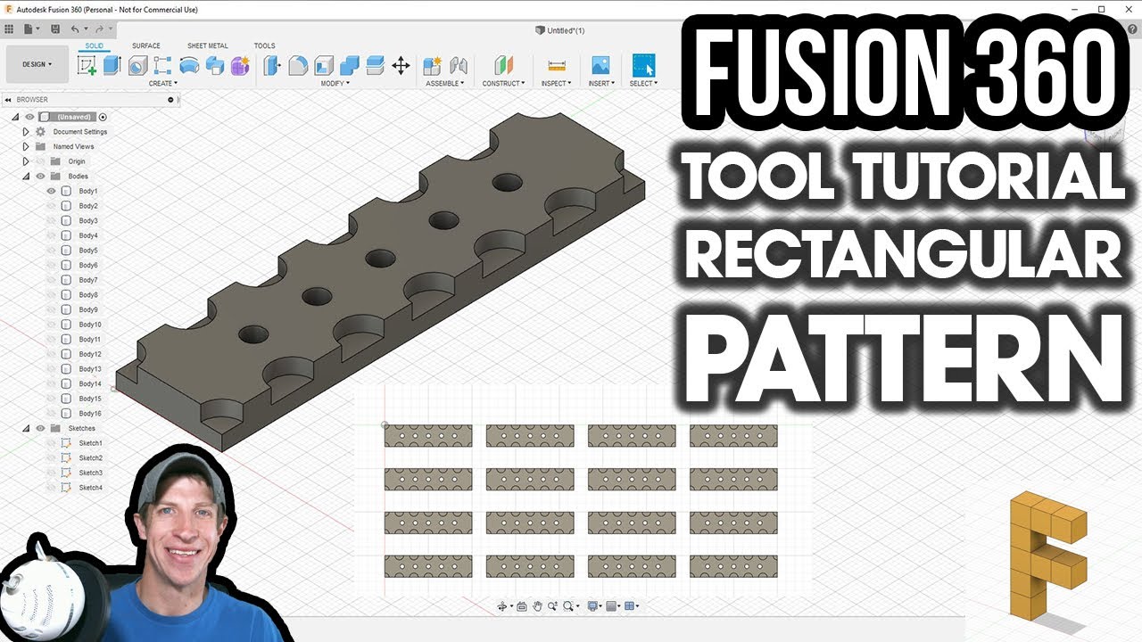 Using the Rectangular Pattern Tool in Autodesk Fusion 360 - Tool Tutorial!