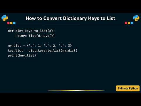 How to Convert Dictionary Keys to List