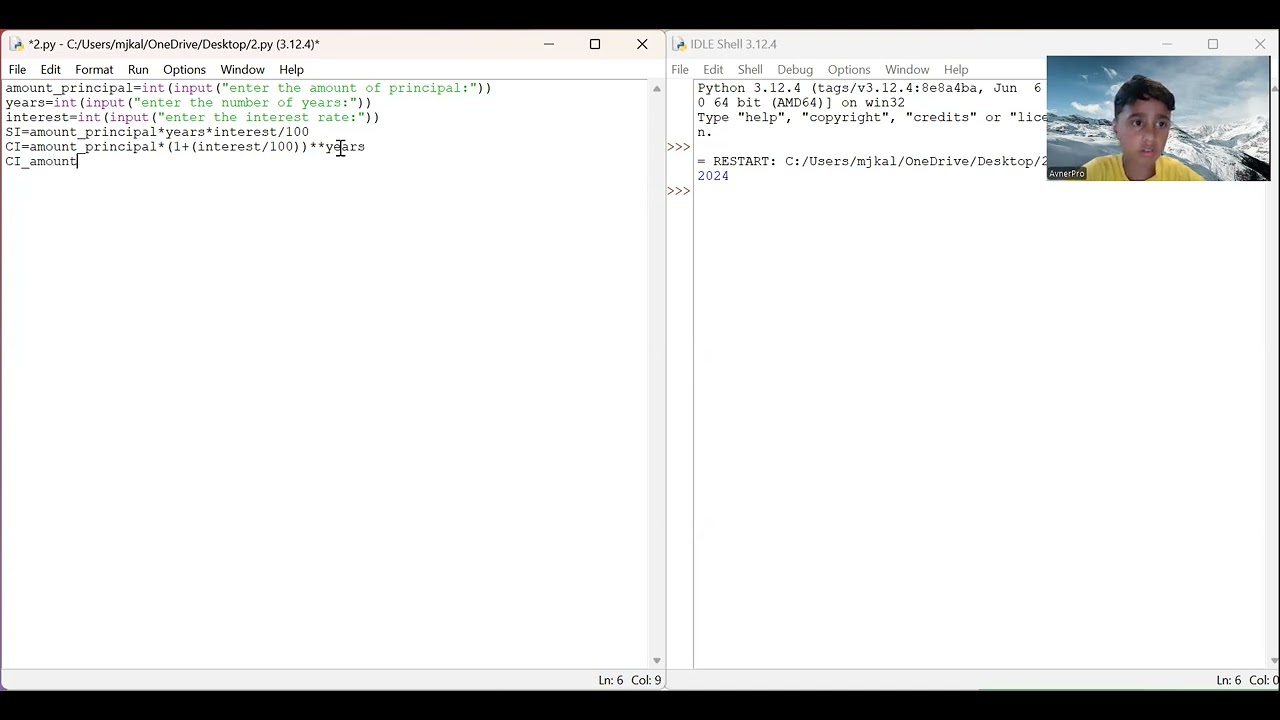 Python program to calculate simple and compound interest #python #pythonlearning #pythontutorial