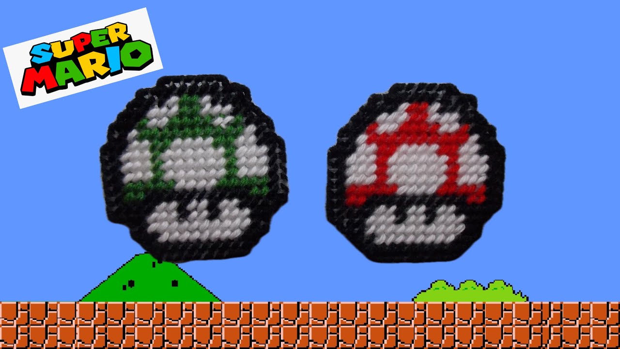 How to make a plastic canvas Super Mario's Mushrooms