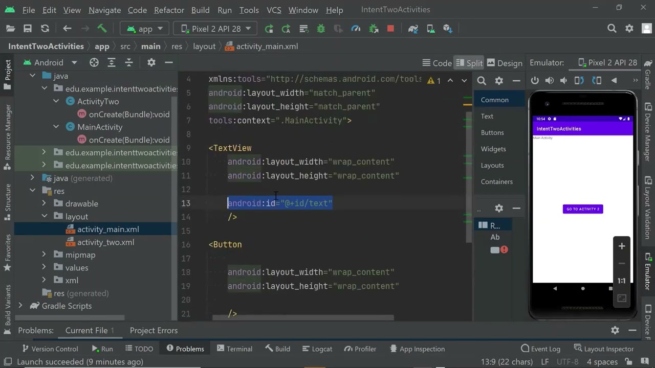 How to switch between activities in Android Studio 2022