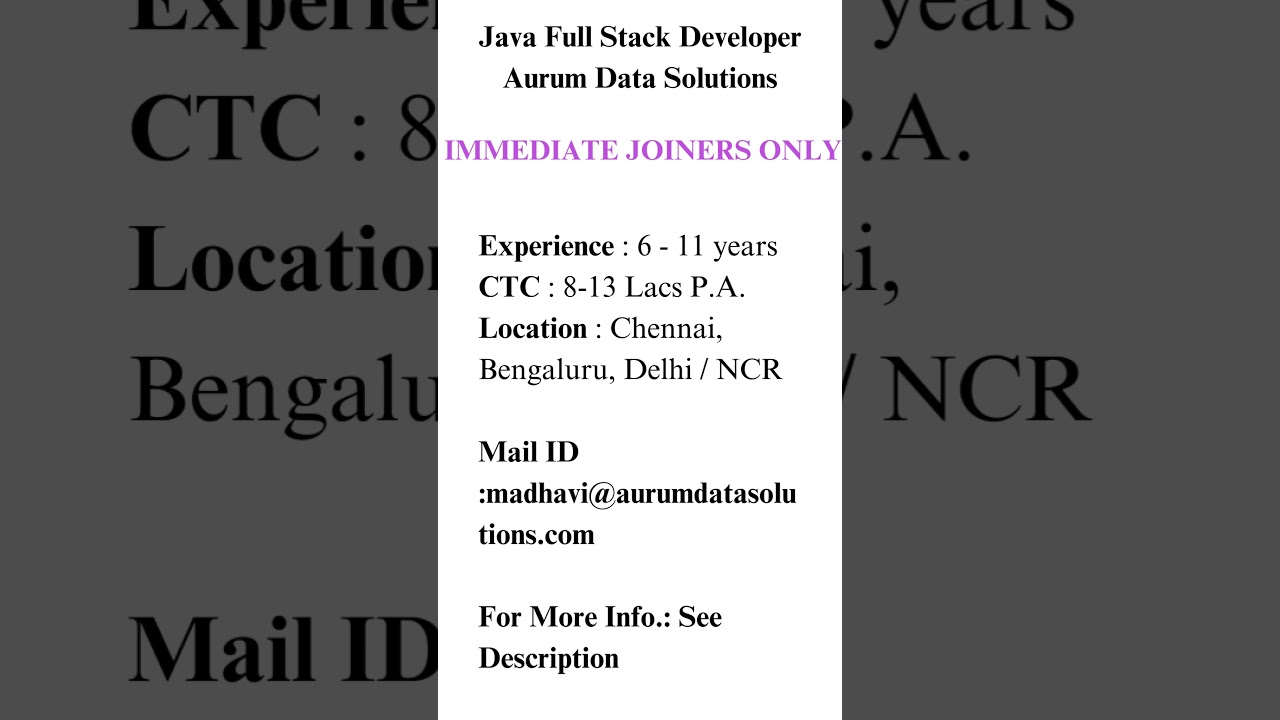 Java Full Stack Developer Aurum Data Solutions