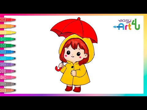 How to Draw a Girl with an Umbrella - Easy drawing