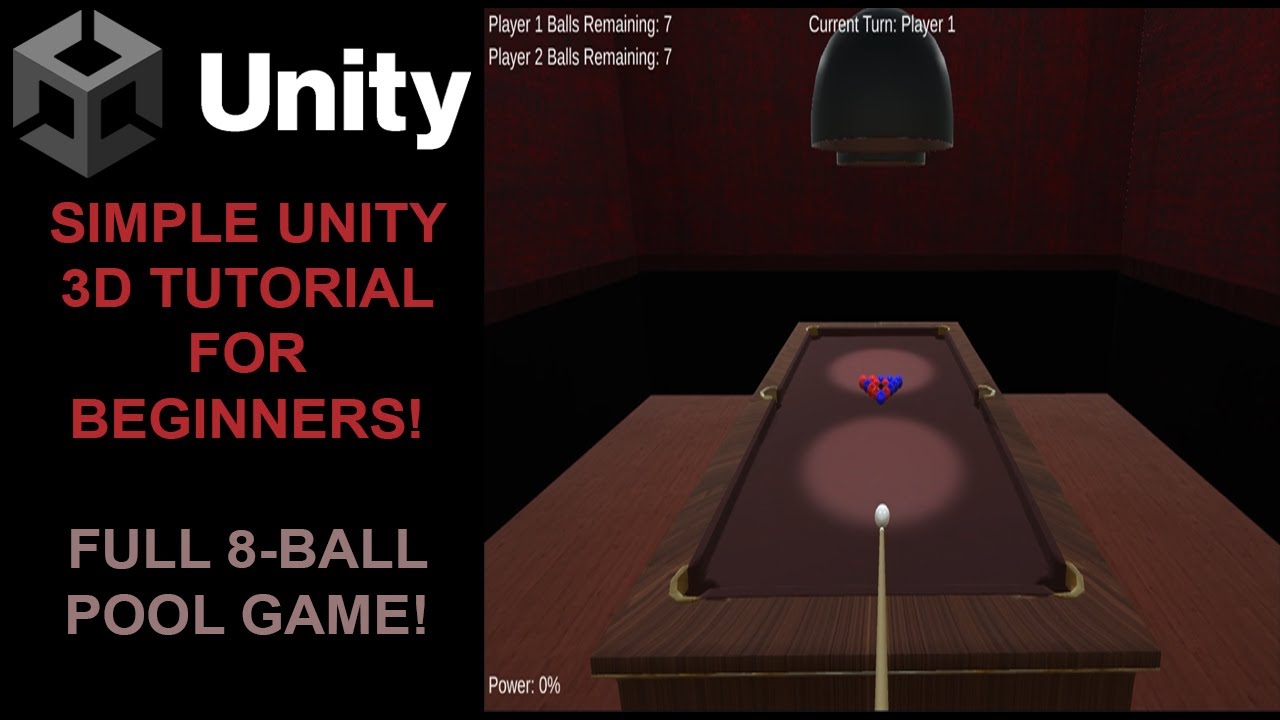 SIMPLE 3D UNITY TUTORIAL FOR BEGINNERS - CREATE A COMPLETE 8-BALL POOL GAME