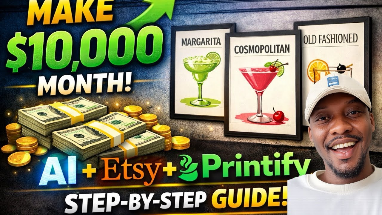 How to Make $10,000/Month Selling Cocktail Wall Art with AI (Etsy + Printify Tutorial 2026)