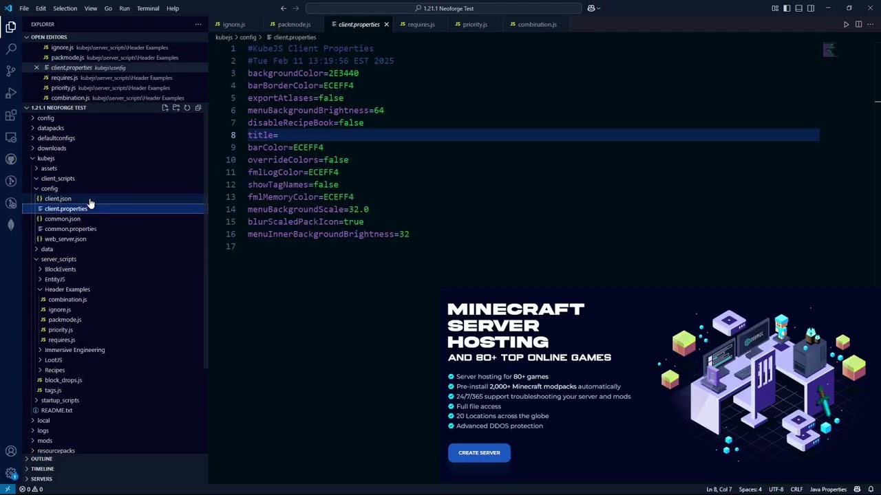 Understanding Script Headers in KubeJS – Control Load Conditions in Minecraft 1.21.1 NeoForge