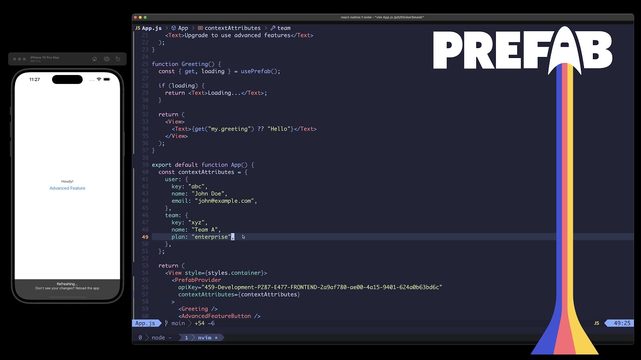 React Native Feature Flags and Live Config with Prefab