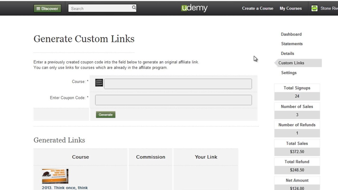Udemy Affiliate Procedure  |  Stone River eLearning