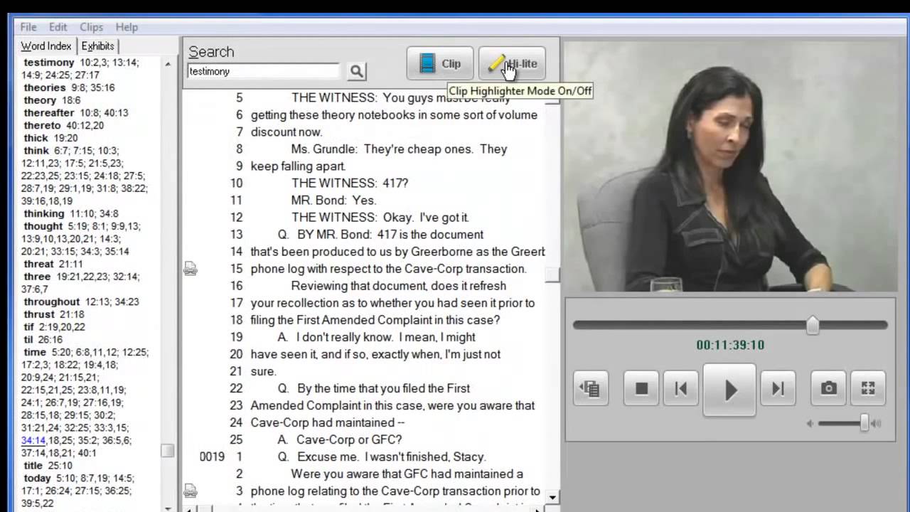 Deposition Video Synchronization Demo