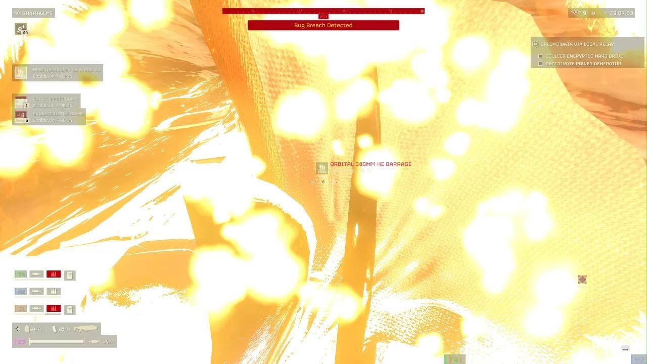 Thowing Orbitals & Eagles while stuck in Bug Hole HELLDIVERS 2