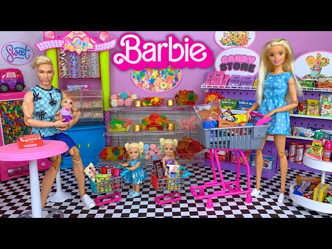 Barbie & Ken Doll Family Candy Store Shopping Story