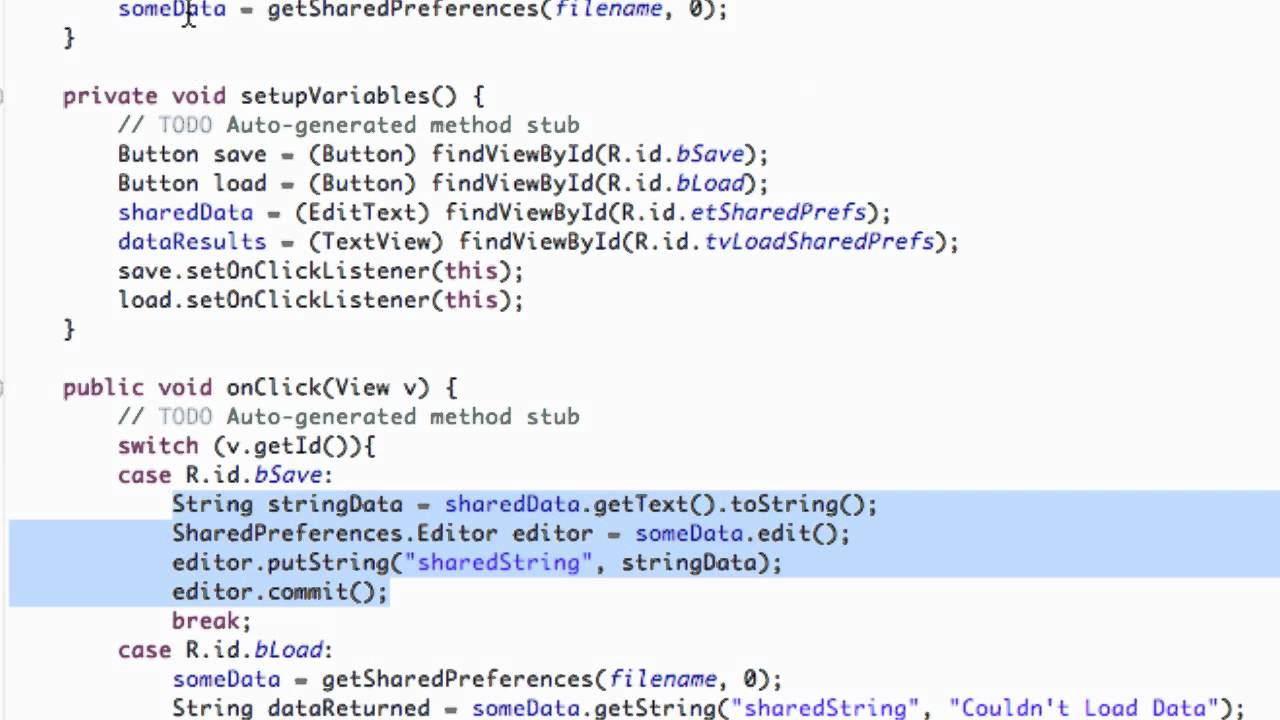 Android Application Development Tutorial - 97 - Loading SharedPreferences Data
