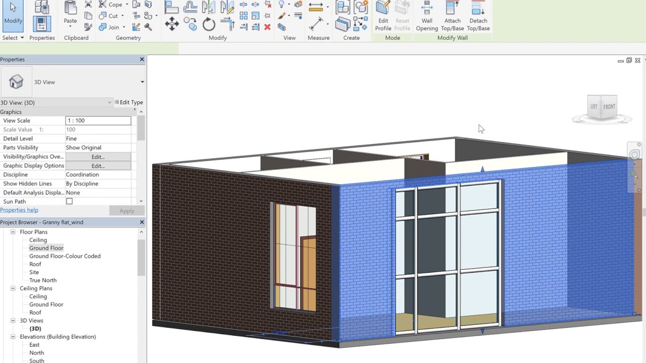 Revit Tutorial Video 19: Adding Curtain Walls