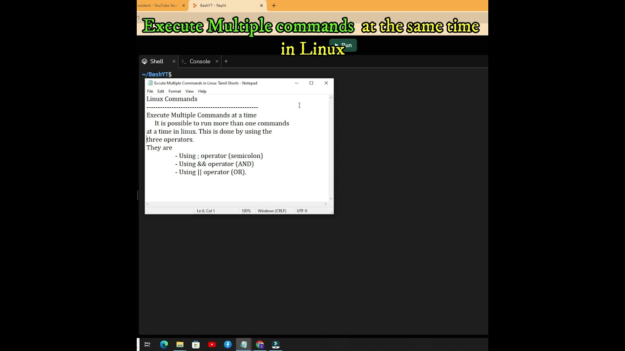 Execute multiple commands in Linux  #shorts