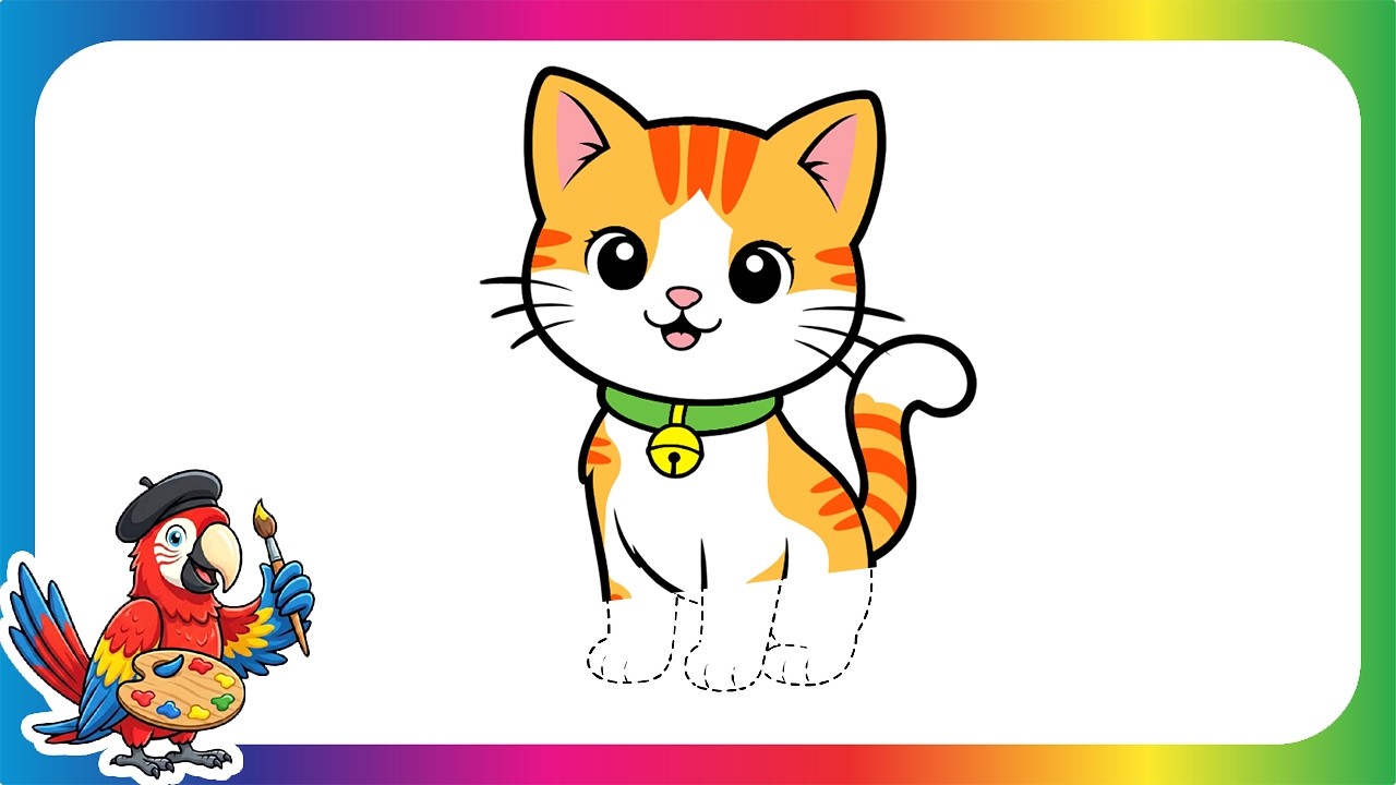 How to Draw a Cute Cat (+FREE Tracing Worksheet File)