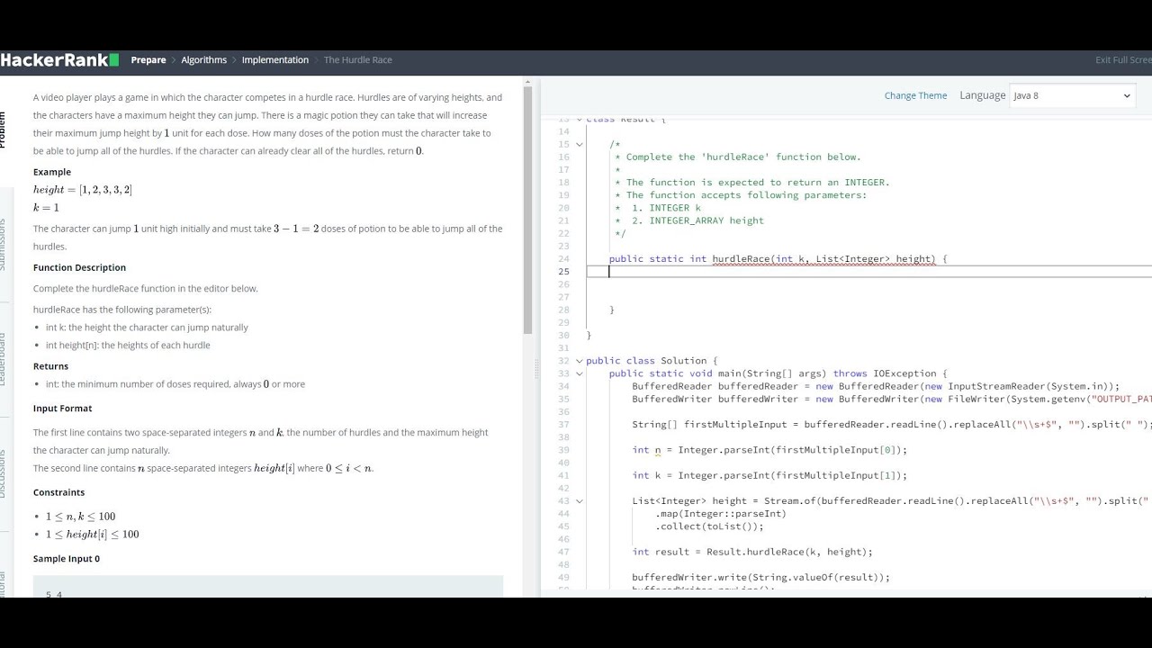 HackerRank-The Hurdle Race