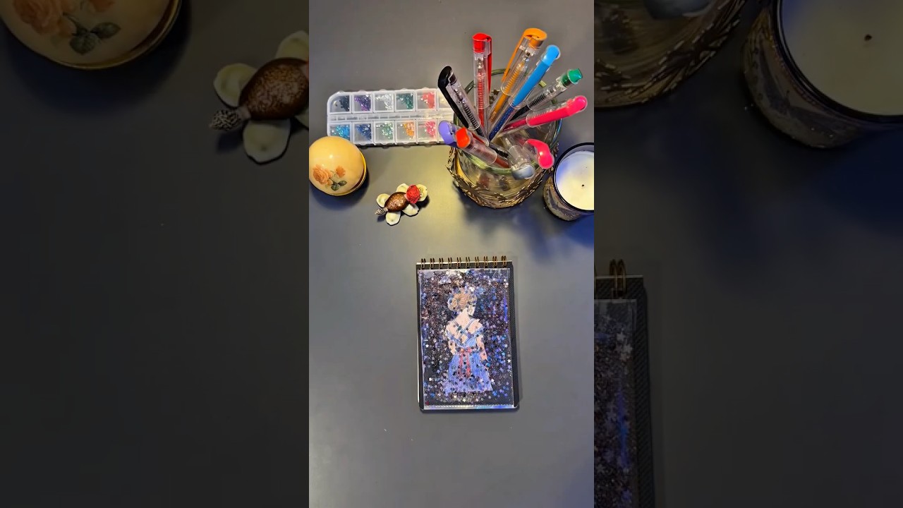 Mystic Notebook Cover 💙✨ | Mini Easy DIY #art #asmrtriggers #craftastherapy