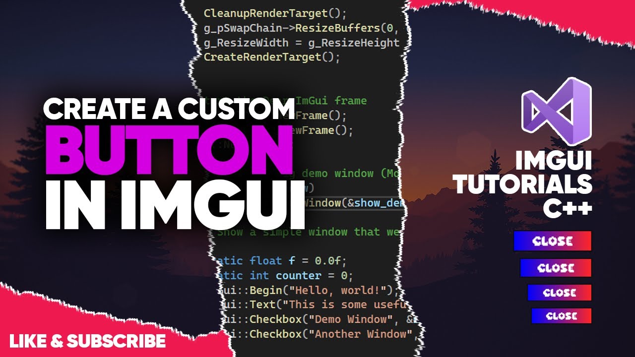 [Dear ImGui C++] Custom Button Design in ImGui – Gradient & Hover Effects