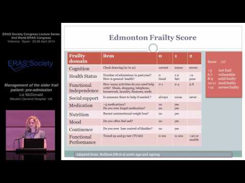 Management of the older frail patient preadmission - Enhanced Recovery after Surgery (ERAS®)