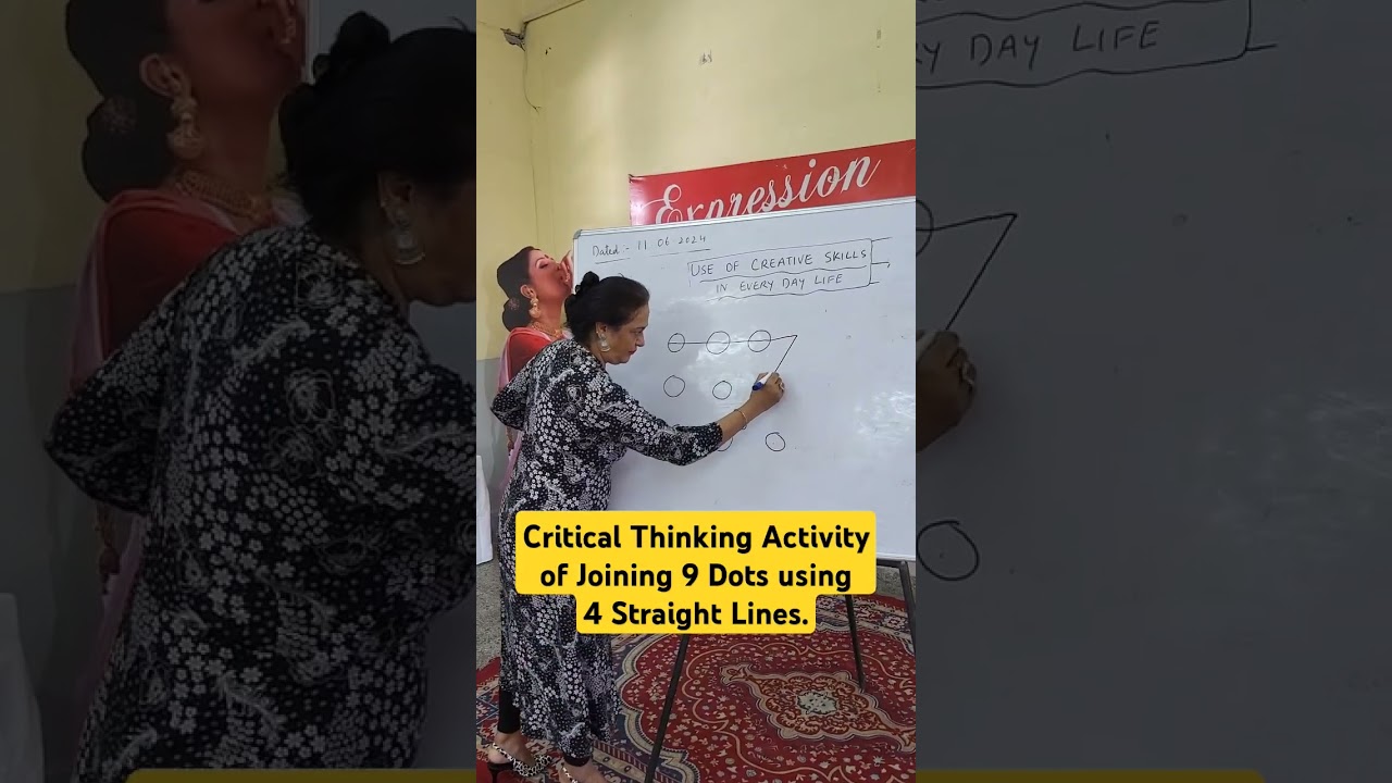 Critical Thinking Activity of Joining 9 Dots using 4 Straight Lines.