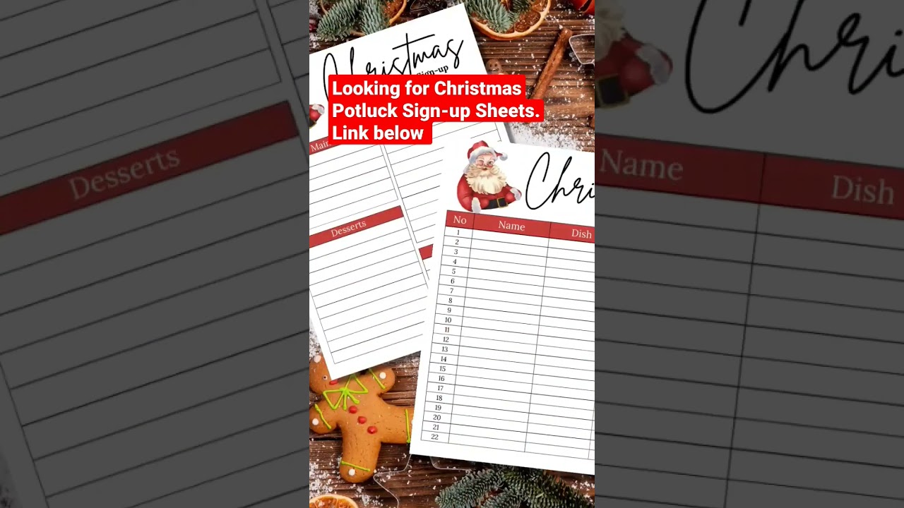 Christmas Potluck Sign-up Sheets. Link in Description 👇