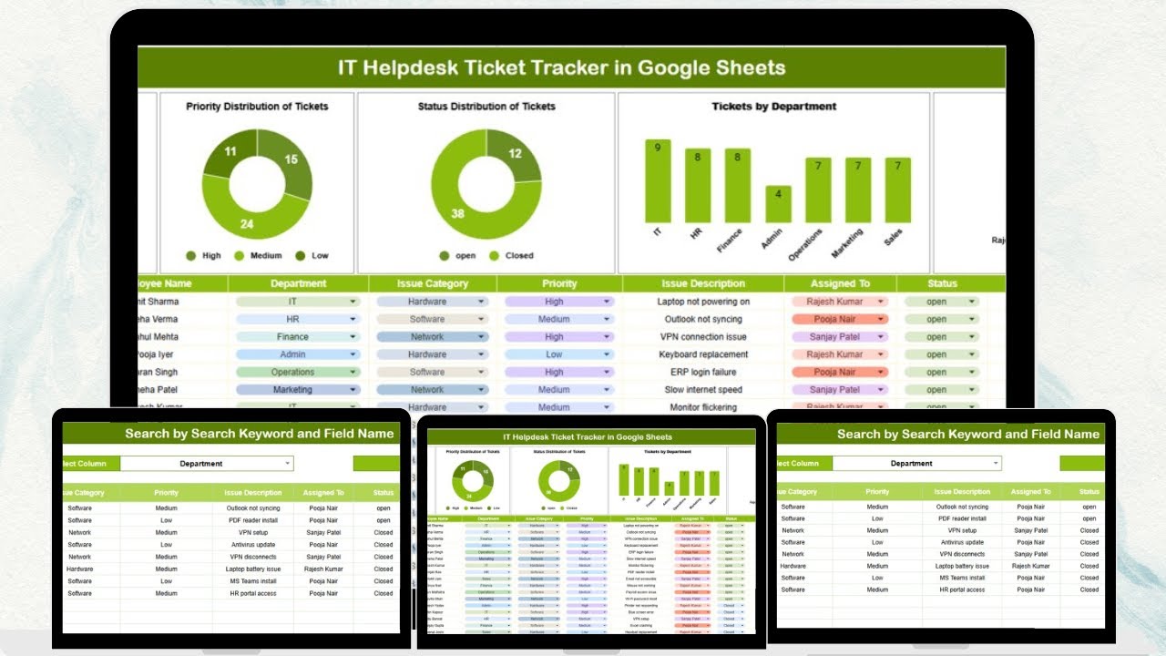 IT Helpdesk Ticket Tracker in Google Sheets