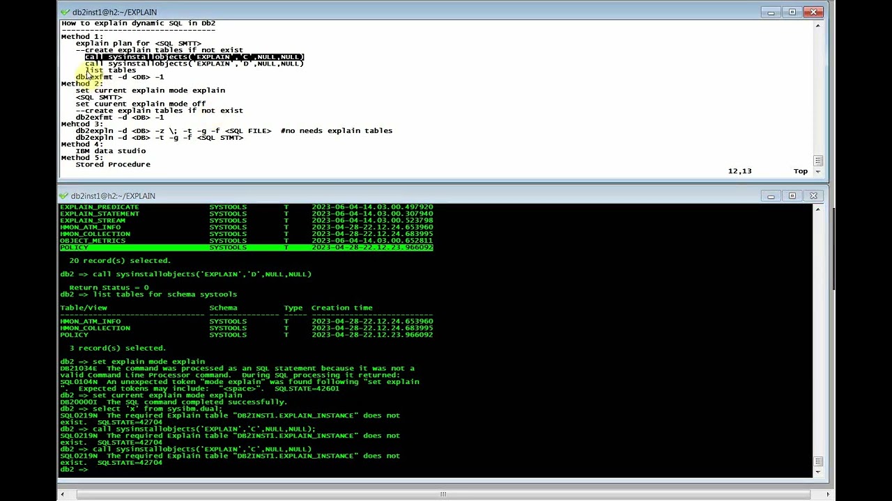 How to explain dynamic SQL in Db2