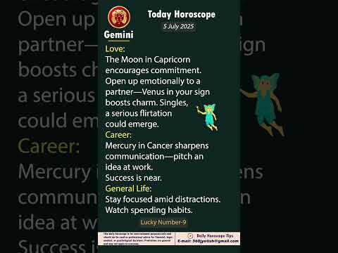 Gemini Horoscope Today: July 5, 2025 🌟 Lucky Number 9 | Daily Horoscope Tips #geminitoday
