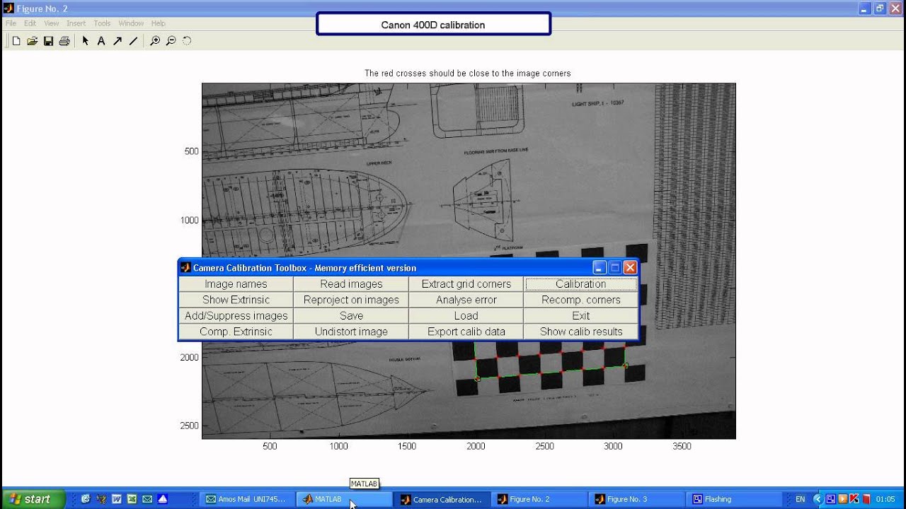 Camera Calibration by flat chess pattern using Matlab.