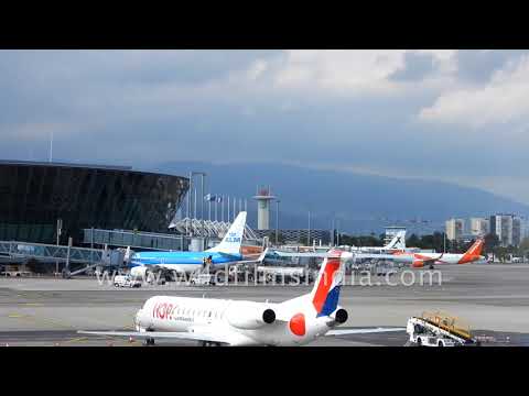 Qatar flight takes off from Nice Airport, France