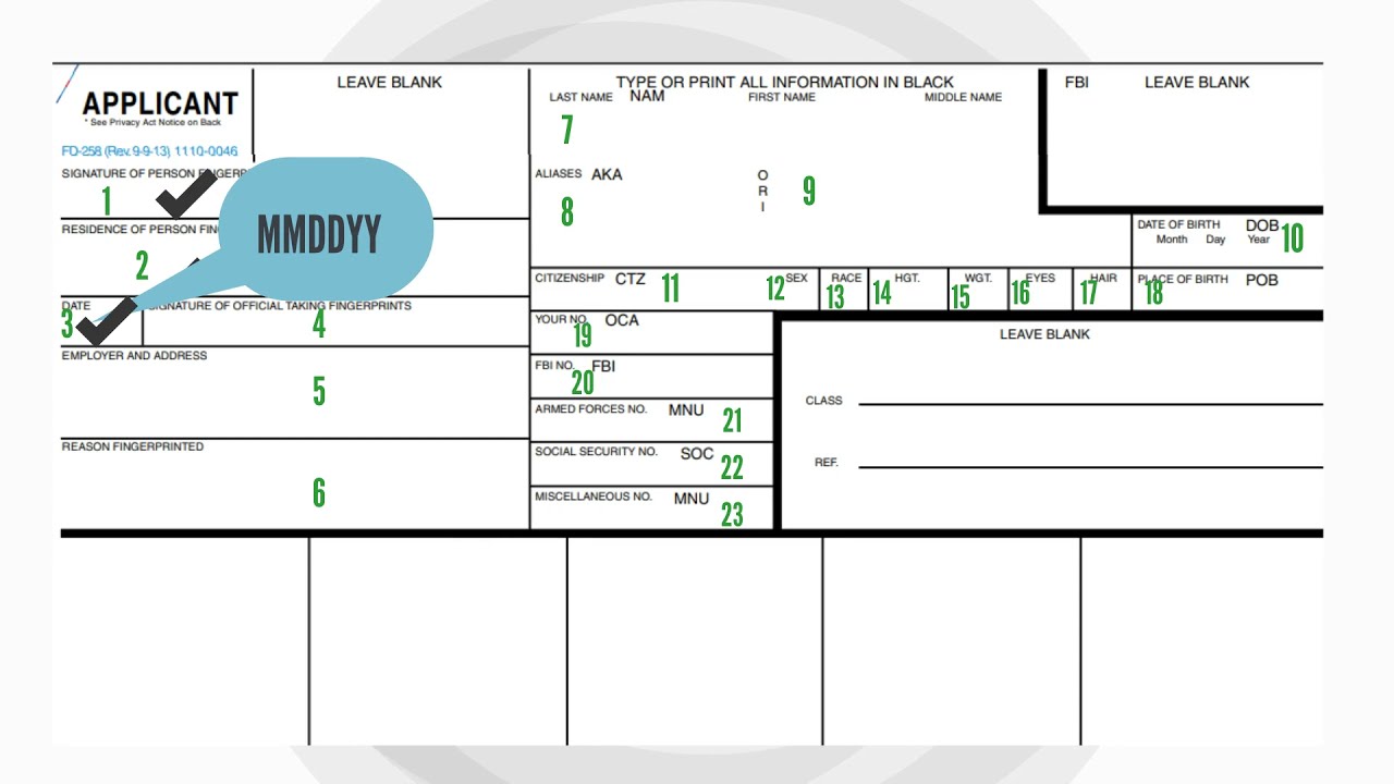How To Fill Out an FD-258 Fingerprint Card