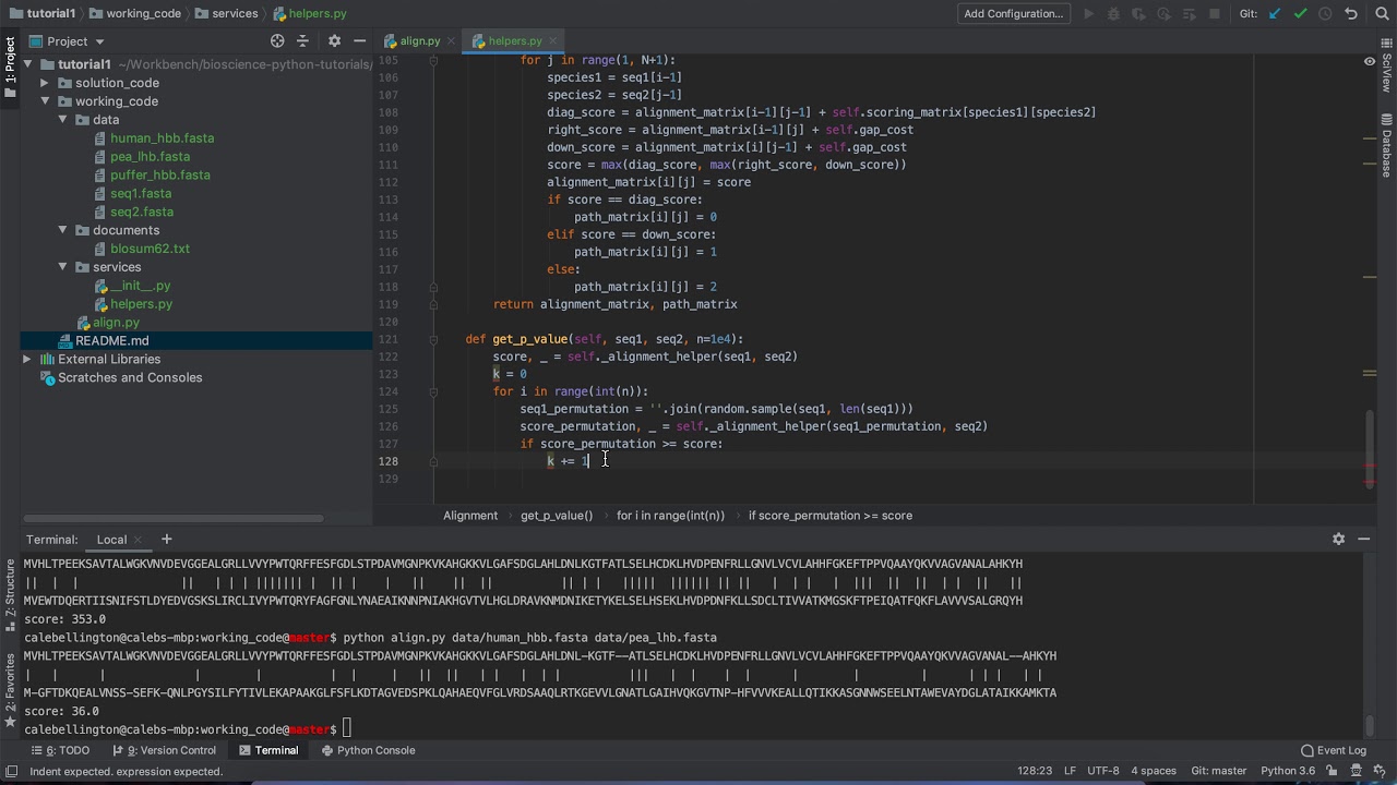 Bioscience Python Tutorial 1 Part 4 (Sequence Alignment Significance)